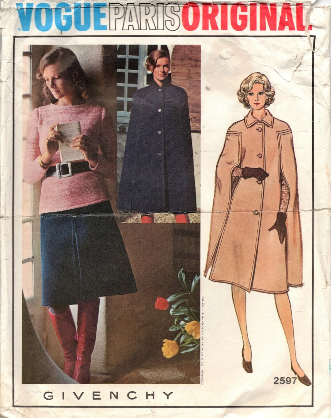 2597 Vogue Sewing Pattern GIVENCHY Paris Original Misses' Cape Skirt ...