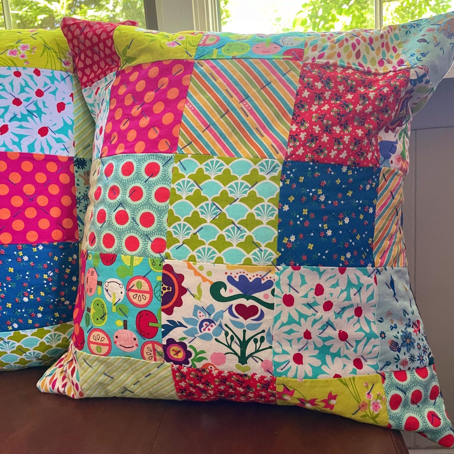 Hand Quilted Patchwork Pillow Sham / Patchwork Pop Pattern - Etsy
