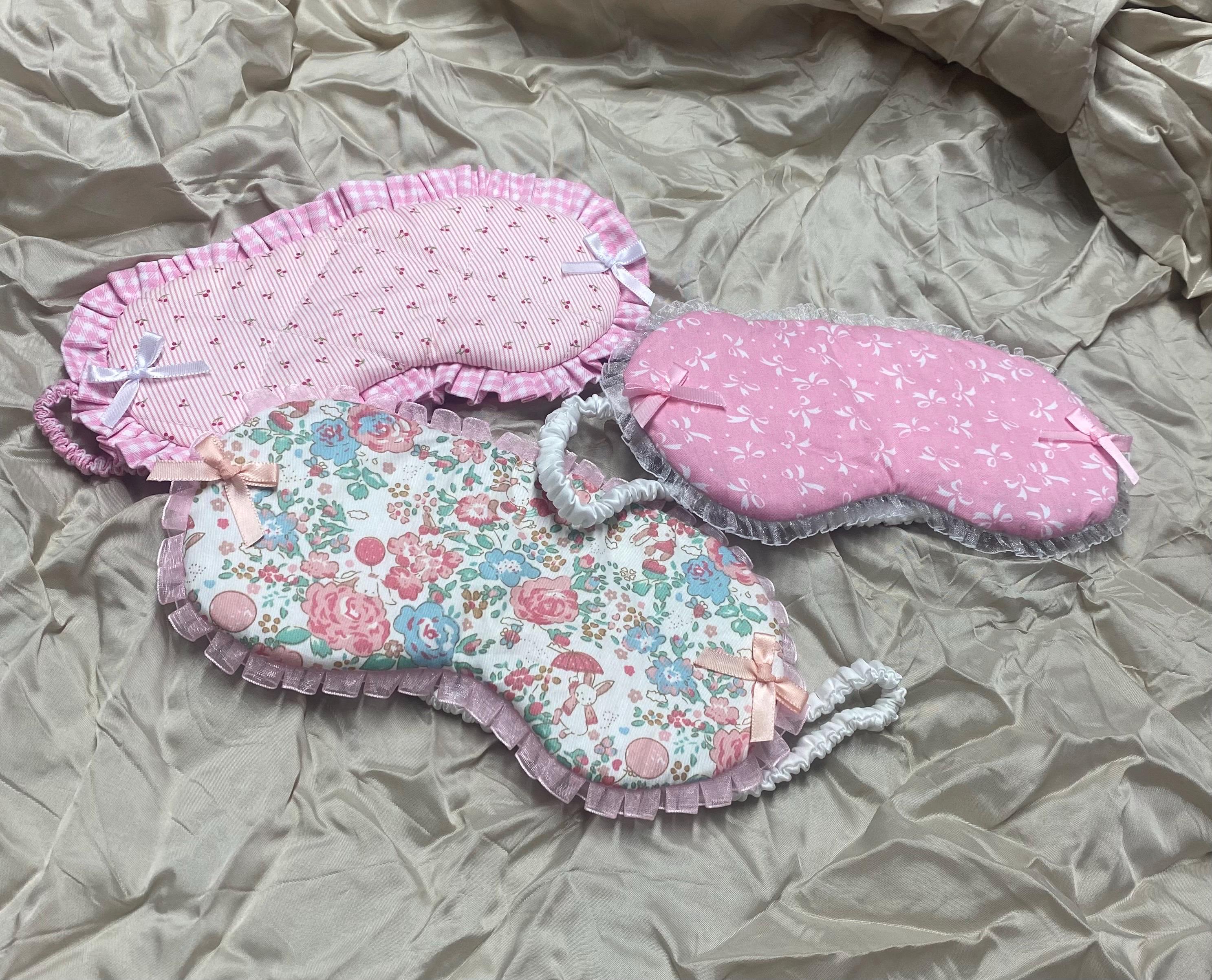 Padded Quilted Ruffle Eye Mask| for Sleep| Women's Coquette Style ...