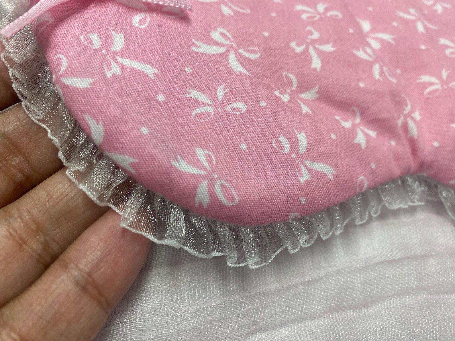Padded Quilted Ruffle Eye Mask| for Sleep| Women's Coquette Style ...
