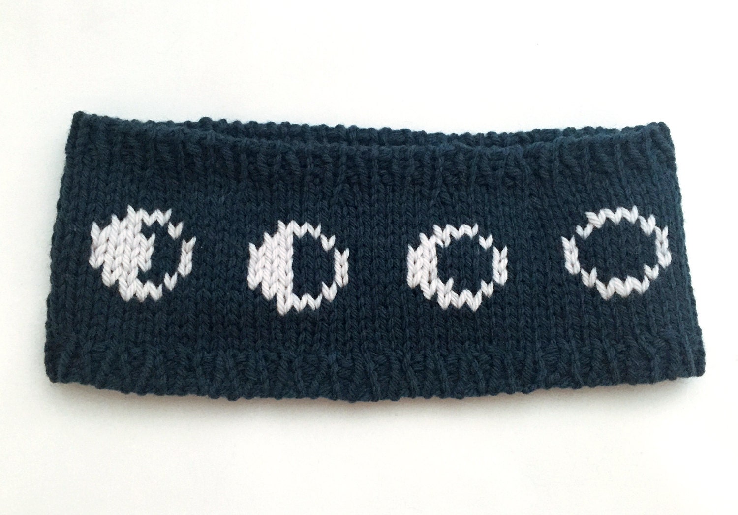 Knit Headband, Moon Phase, Navy and Light Blue - Etsy