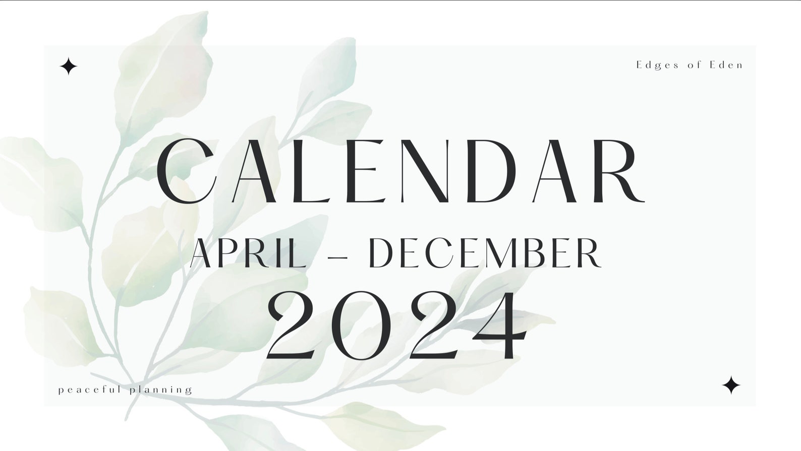 2024 Clean Botanical Calendar Printable I Minimal April - December I Q2 ...