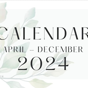 2024 Clean Botanical Calendar Printable I Minimal April - December I Q2 ...