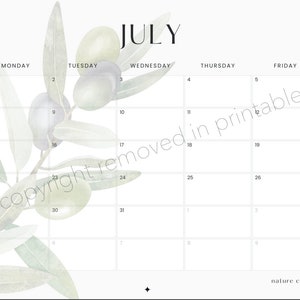 2024 Clean Botanical Calendar Printable I Minimal April - December I Q2 ...