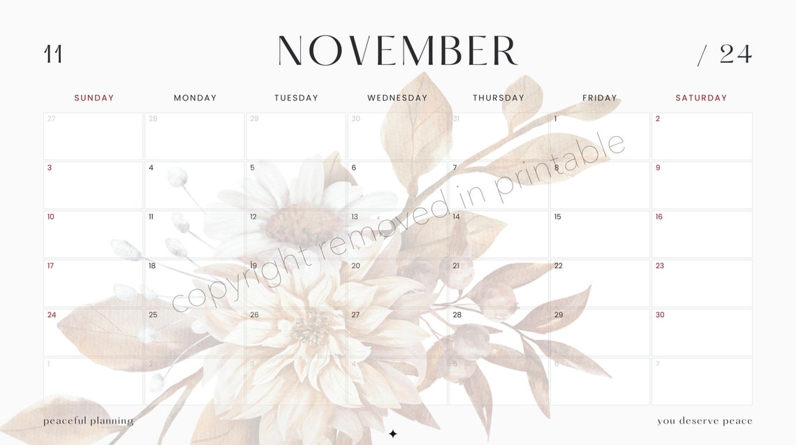 2024 Clean Botanical Calendar Printable I Minimal April - December I Q2 ...
