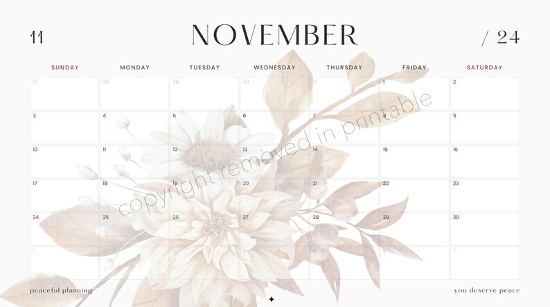 2024 Clean Botanical Calendar Printable I Minimal April - December I Q2 ...