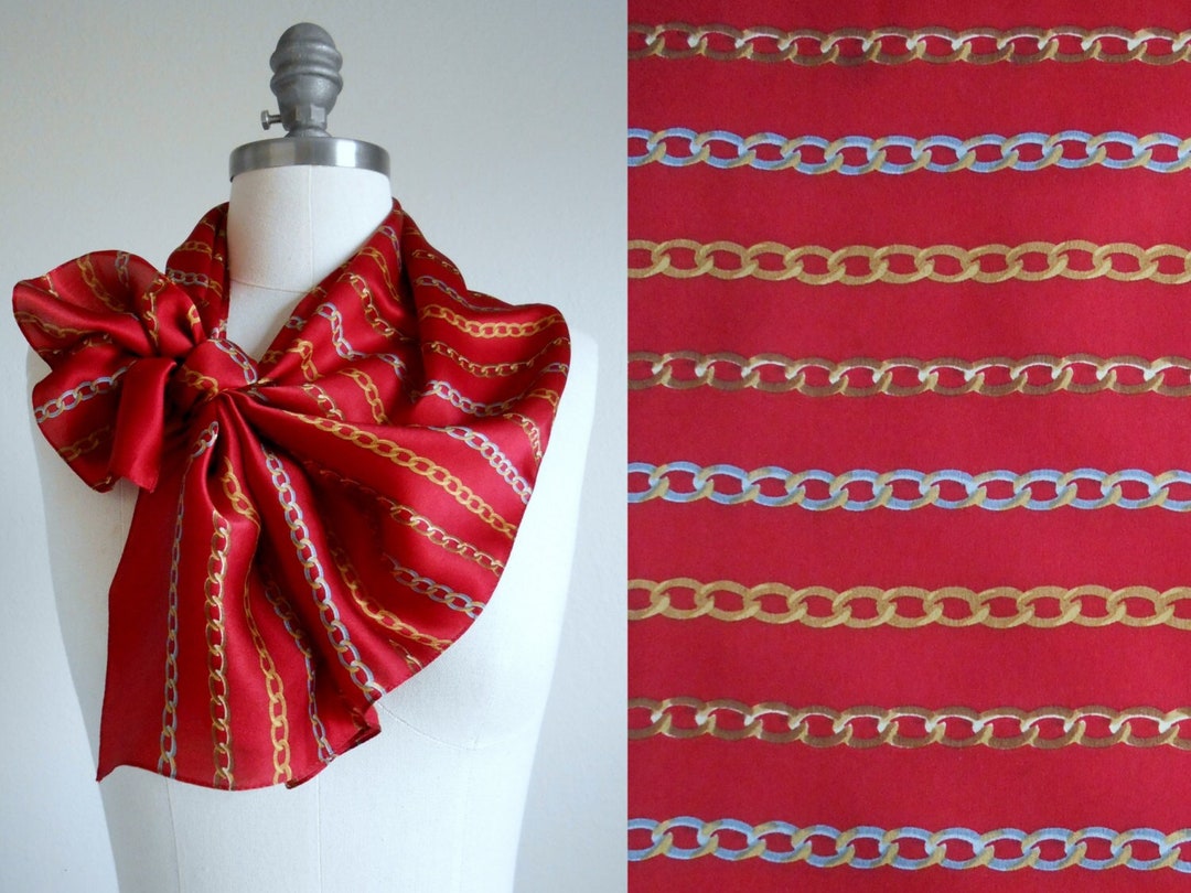 80s, 90s Vintage Scarf Red Silk Scarf 80s/90s Charlies Chain Scarf - Etsy