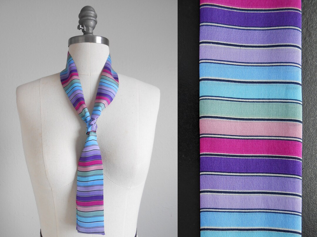 80s Vintage Scarf Liz Claiborne Scarf Silk Stripes 80s Skinny Mini ...