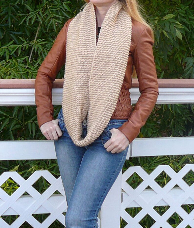 Infinity scarf. Hand Knitted Infinity Scarf. Beige infinity | Etsy