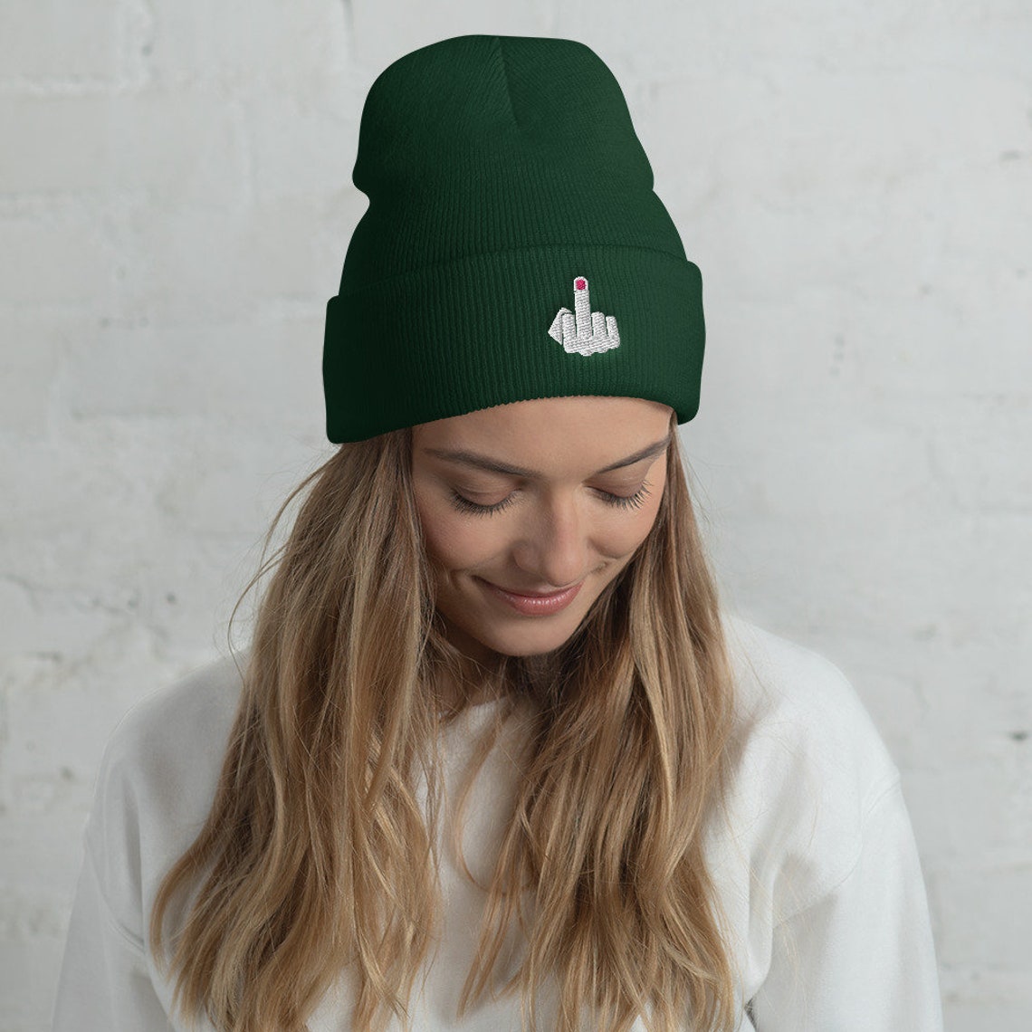 Middle Finger Flip off Fuck You Embroidered Cuffed Beanie - Etsy