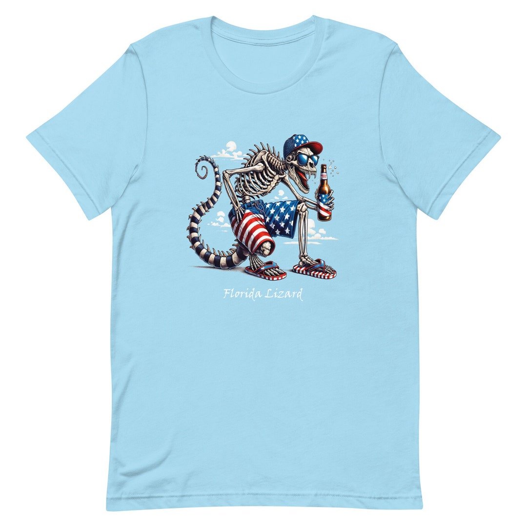 Florida Lizard Patriotic American Flag Design Beer Unisex T-shirt - Etsy