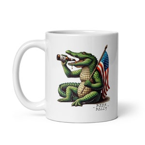 Beer Belly Alligator American Flag and a Beer White Glossy Mug - Etsy