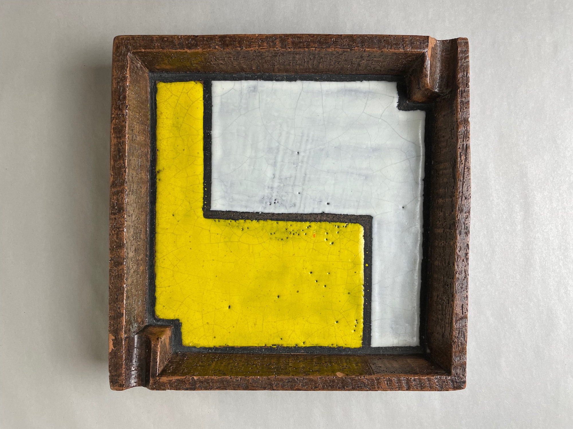 Bitossi for Raymor Mondrian Ashtray Yellow and White Mid Century Made ...