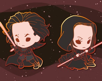 Reylo Pin Set Chibi Rey Ben Solo Hard Enamel Pin Set - Etsy