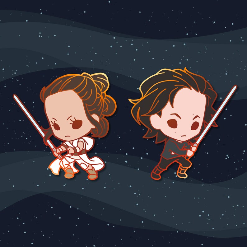 Reylo Pin Set Chibi Rey Ben Solo Hard Enamel Pin Set - Etsy