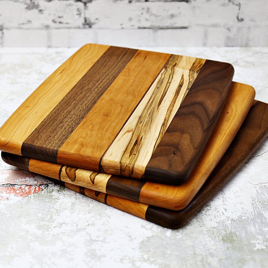 Wood Cutting Board Random Layout Walnut Cherry & Ambrosia - Etsy