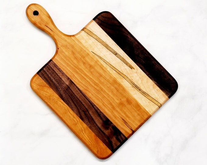 Wood Cutting Board Random Layout Walnut Cherry & Ambrosia - Etsy