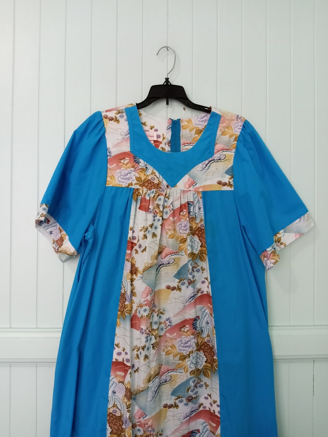 Good Times Hawaiian Aloha Dress Midi Muumuu Sz XL Vintage Asian Floral ...