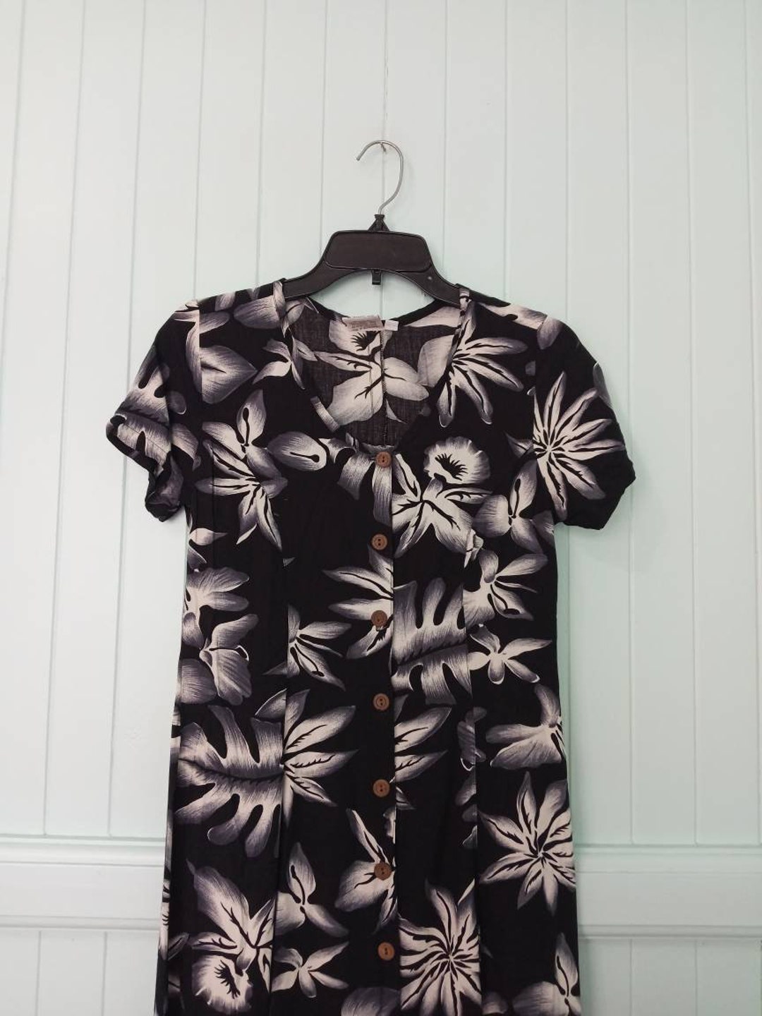 Pineapple Moon Hawaiian Midi Dress Sz S Vintage Rayon Fit & Flare ...