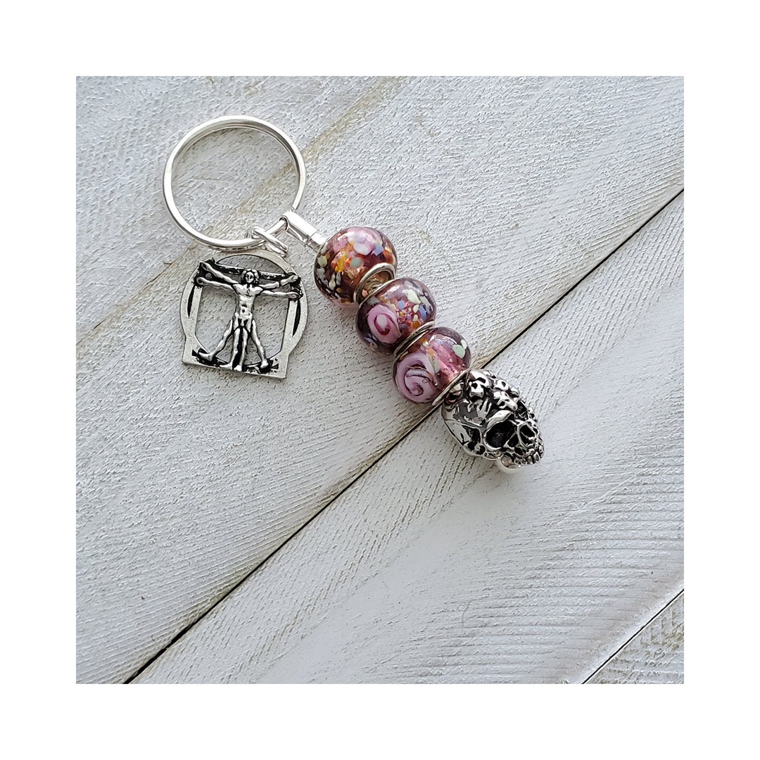 Silver Plated Key Chain With Multicolored Large Hole Glass - Etsy