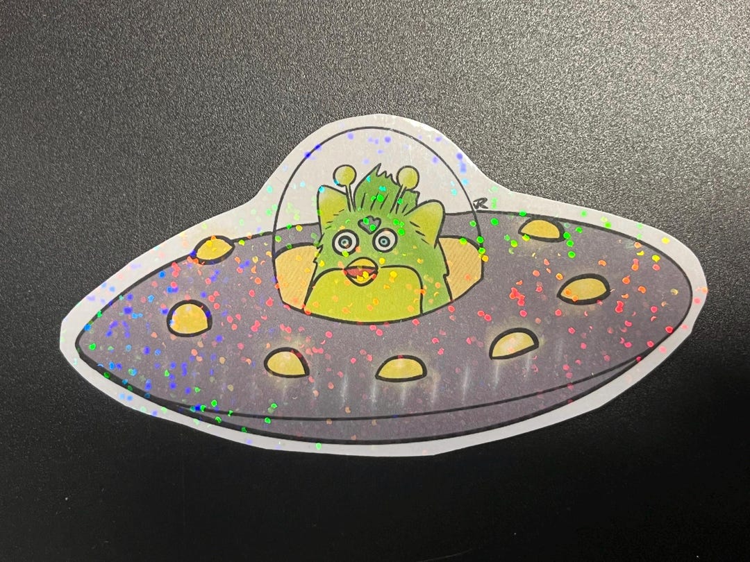 Furby Alien Flying Saucer Art Sticker - Etsy