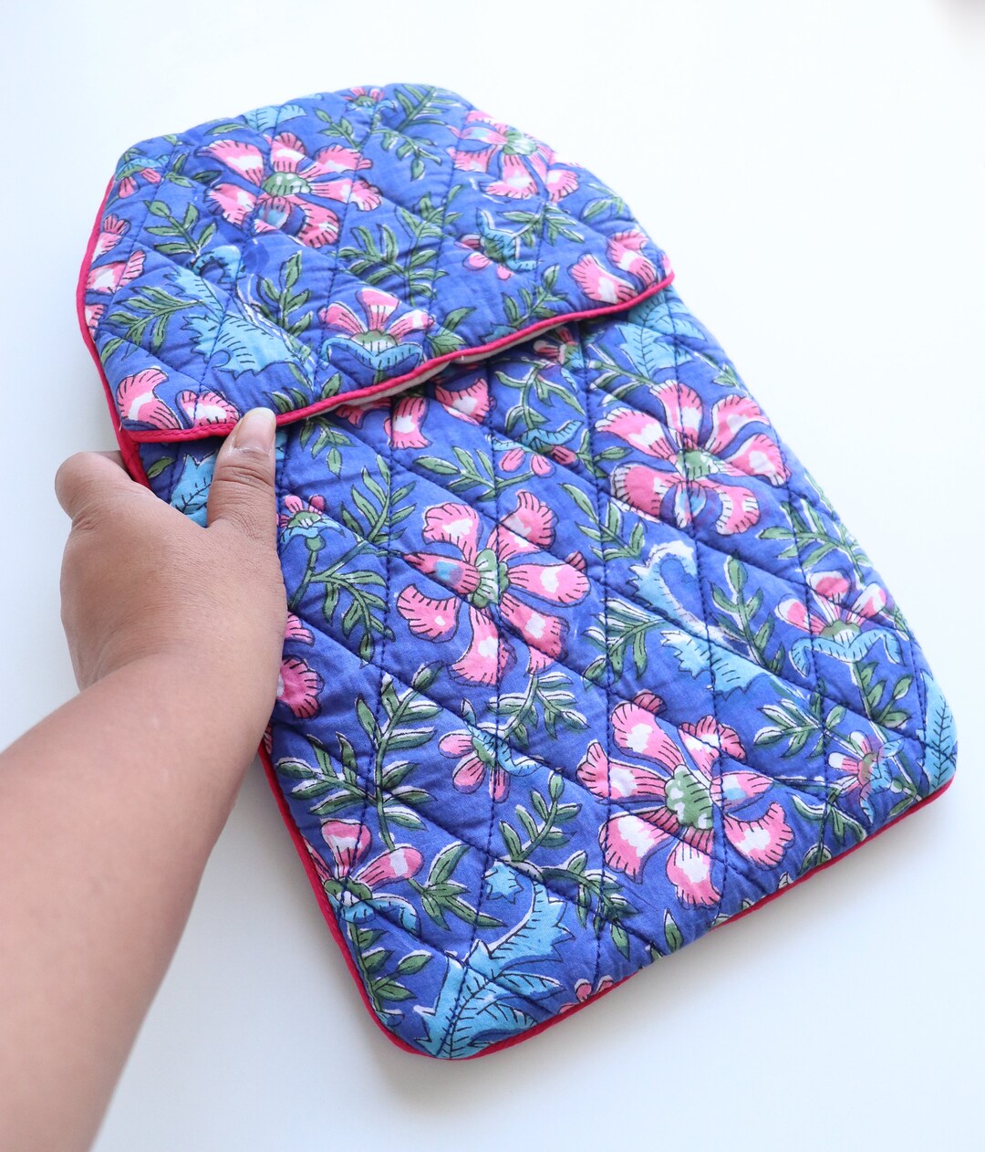 Hot Water Bottle Cover in Floral Block Print Quilted Hot - Etsy