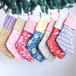 Quilted Christmas Stocking - Block Print Sustainable Quilted Christmas ...