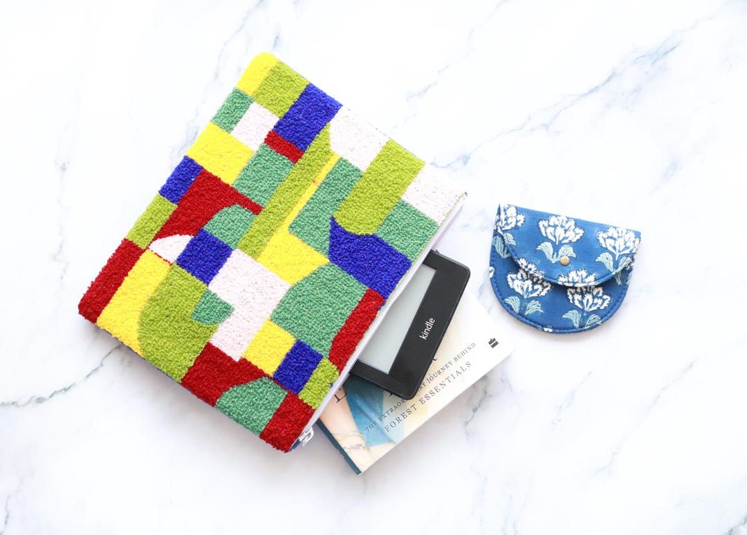 Punch Needle Embroidered iPad Sleeve, Cityscape Kindle Case, Tech Gift ...