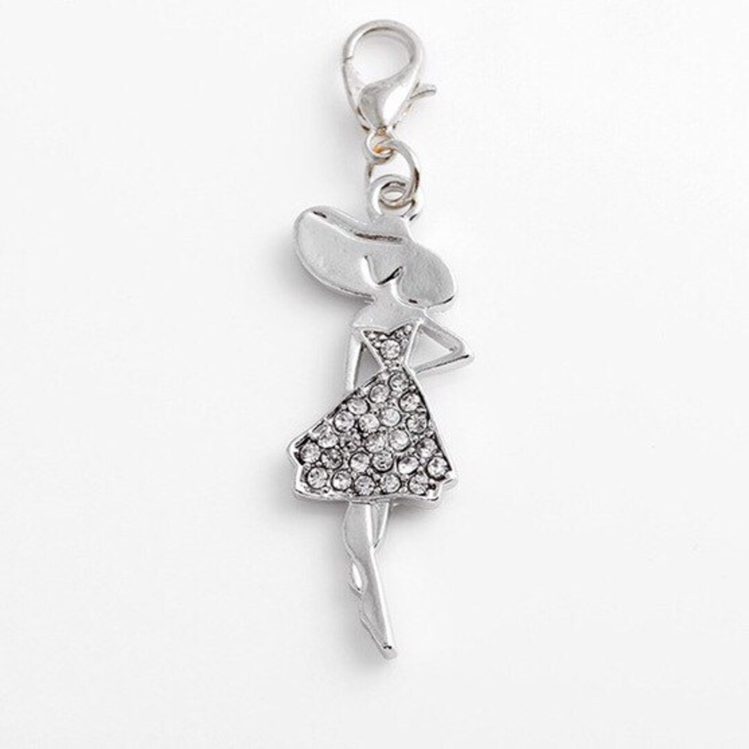 Rhinestone Lady Charm (silver) - Etsy