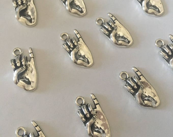 ONE (1) Pinky up Hand Sign Charms / Letter Sign Language Charms / Asl ...