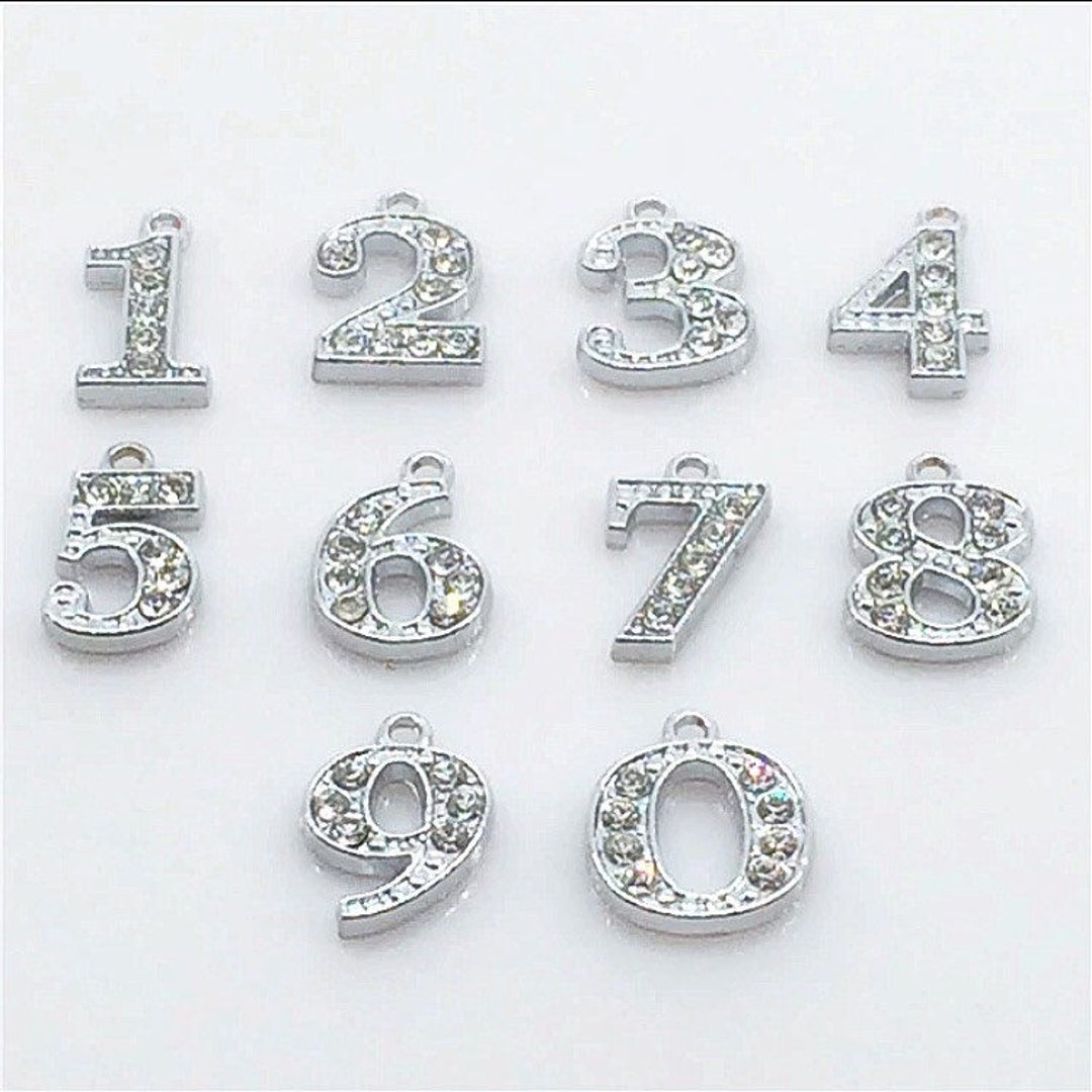 TEN (10) Rhinestone Number Charms of Choice - Etsy