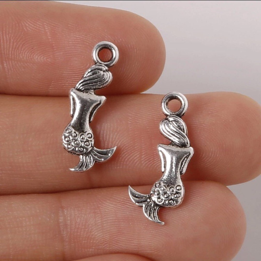 TEN (10) Silver Mermaid Charms - Etsy
