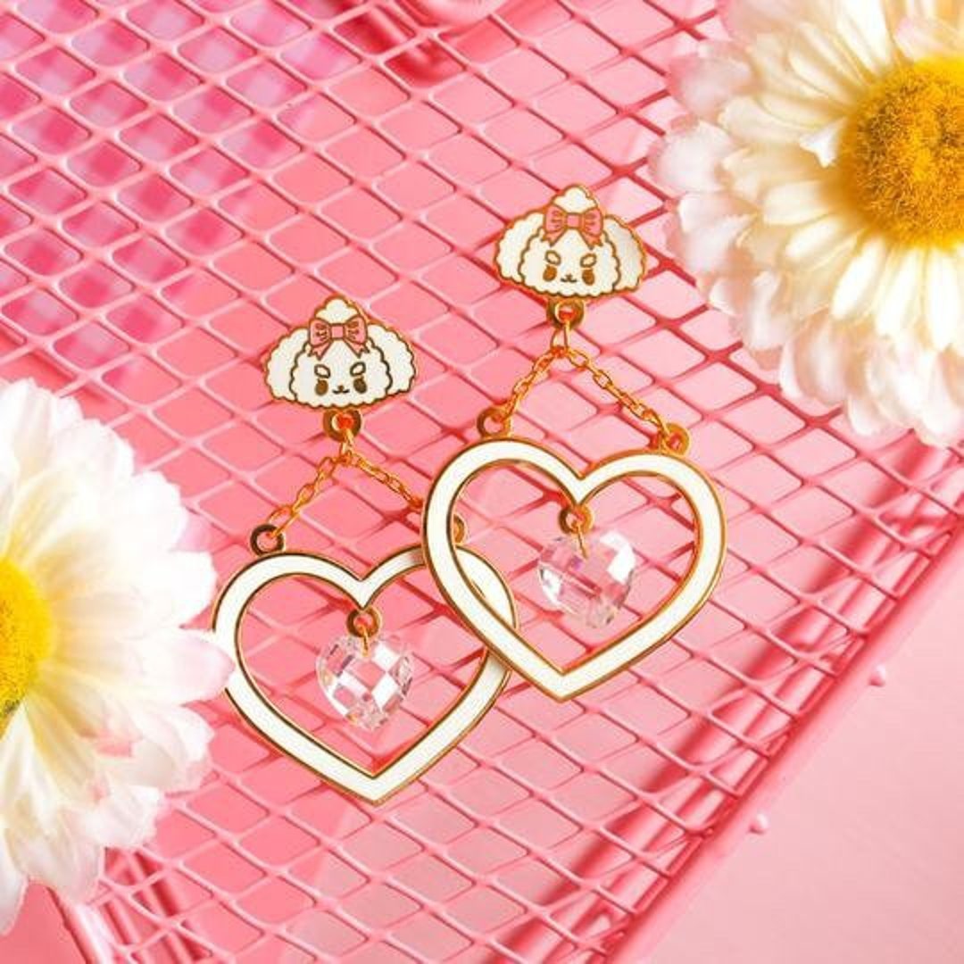 Fluffy Rhinestone Earrings - Etsy