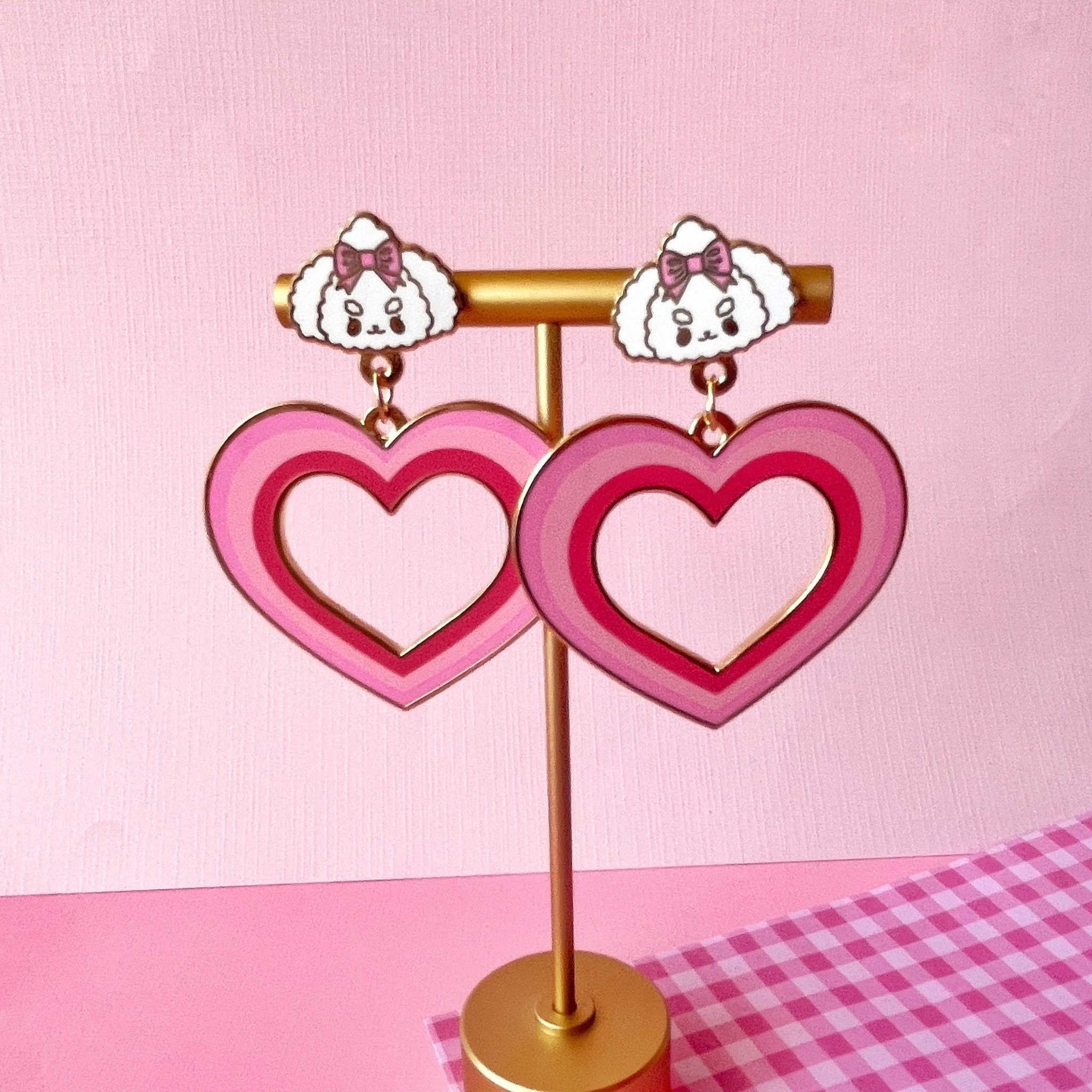 Retro Cartoon Heart Earrings - Etsy