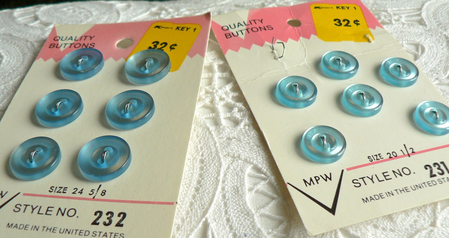 Baby Blue Two Hole Buttons Circa 1970 - Etsy