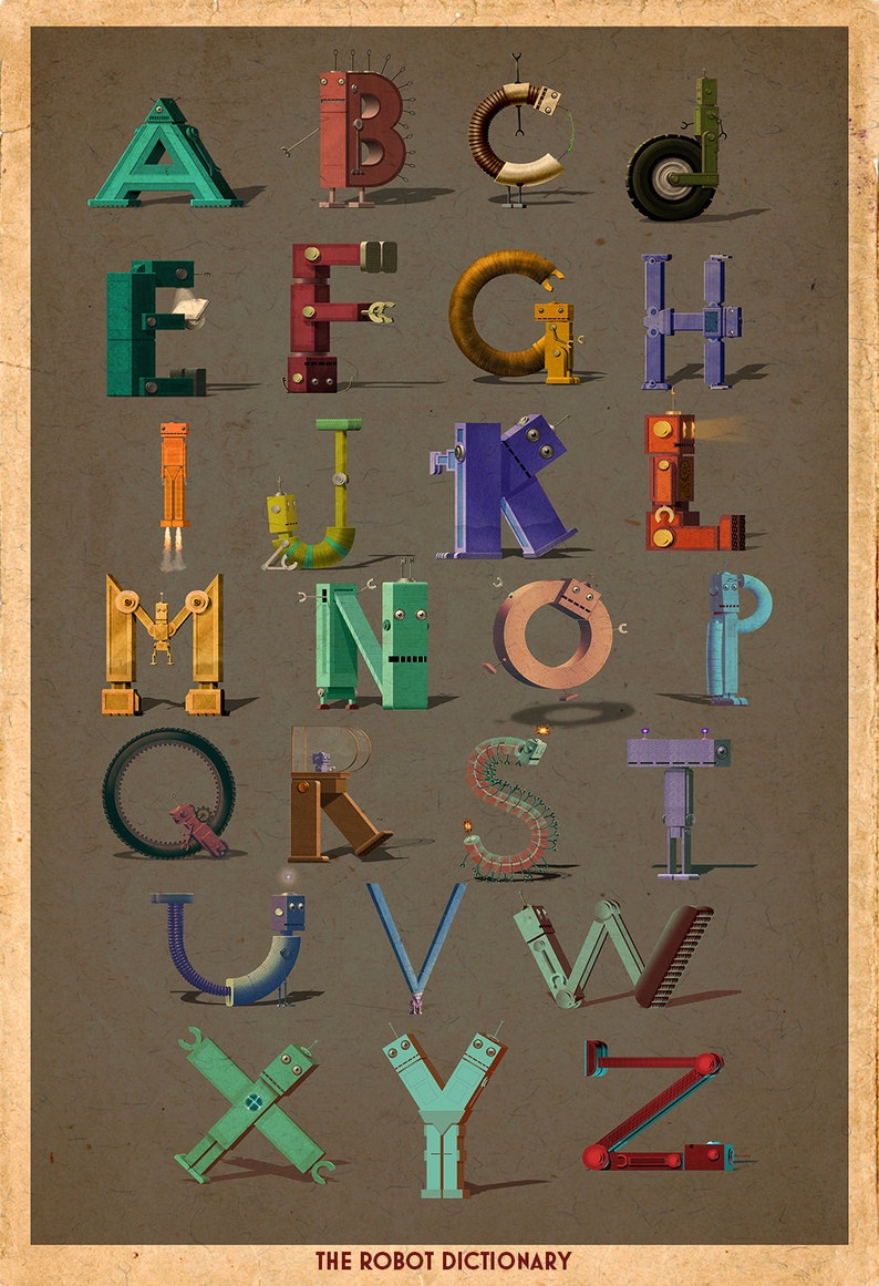 Complete Robot Alphabet Poster | Etsy