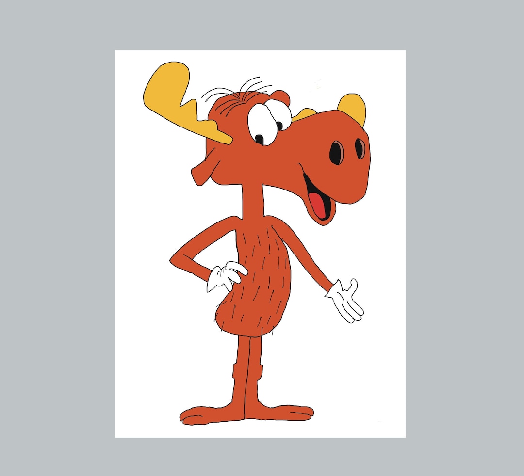 Printed Bullwinkle Retro Drawing, Retro Cartoon Prints, Giclee Quality ...