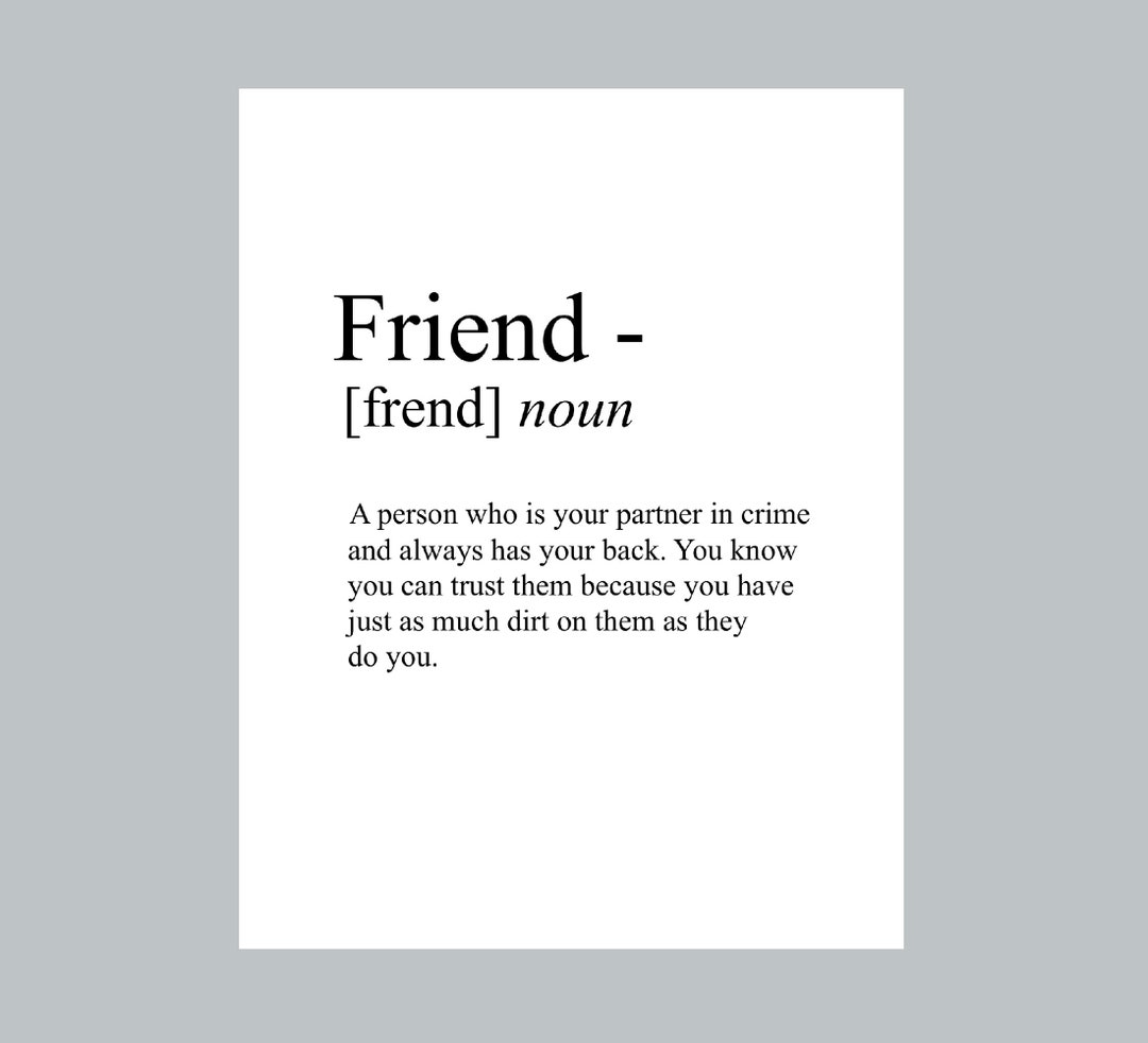 Friend Definition Print - Etsy