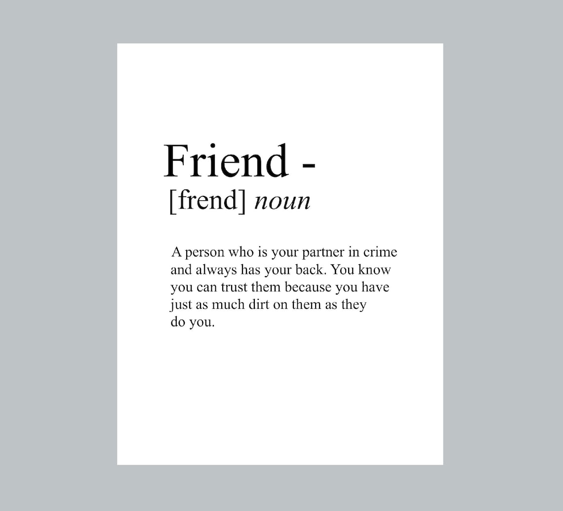 Friend Definition Print - Etsy