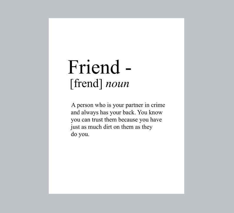 Friend Definition Print - Etsy