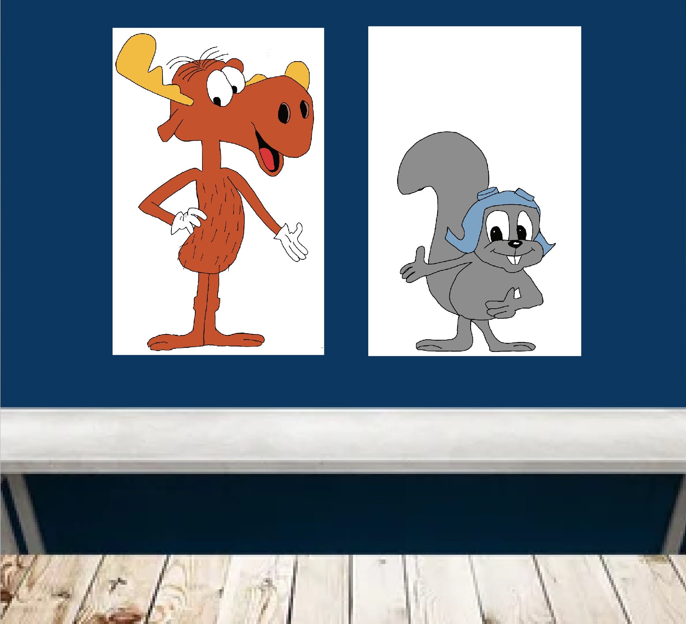 Rocky and Bullwinkle Retro Drawing, Instant Digital Download - Etsy