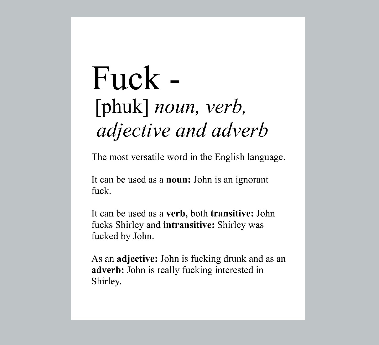 Humorous Curse Word Print - Etsy