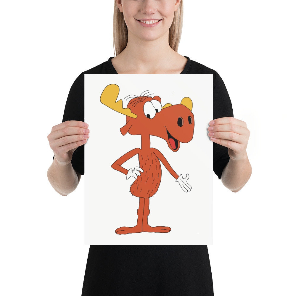 Printed Bullwinkle Retro Drawing, Retro Cartoon Prints, Giclee Quality ...