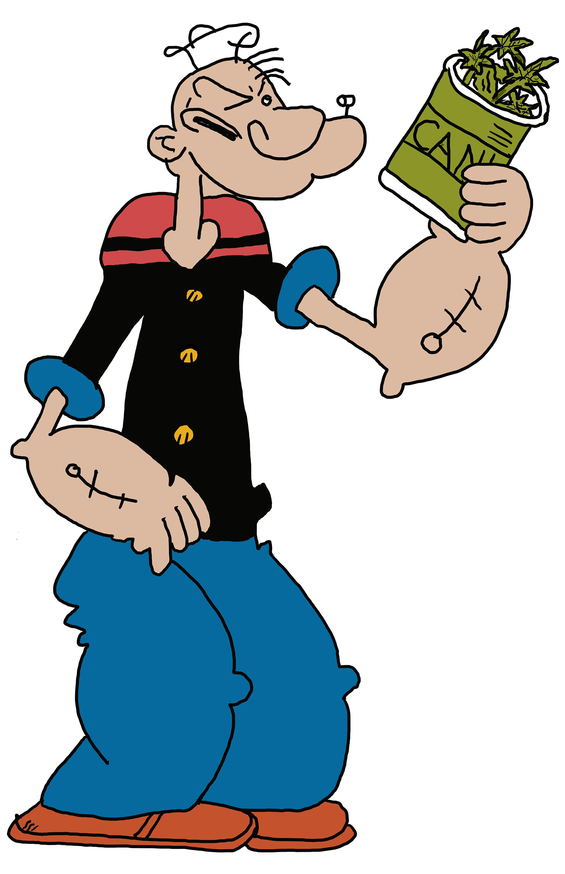 Retro Cartoon Drawing, Popeye Digital Drawing, Humorous Popeye Poster ...