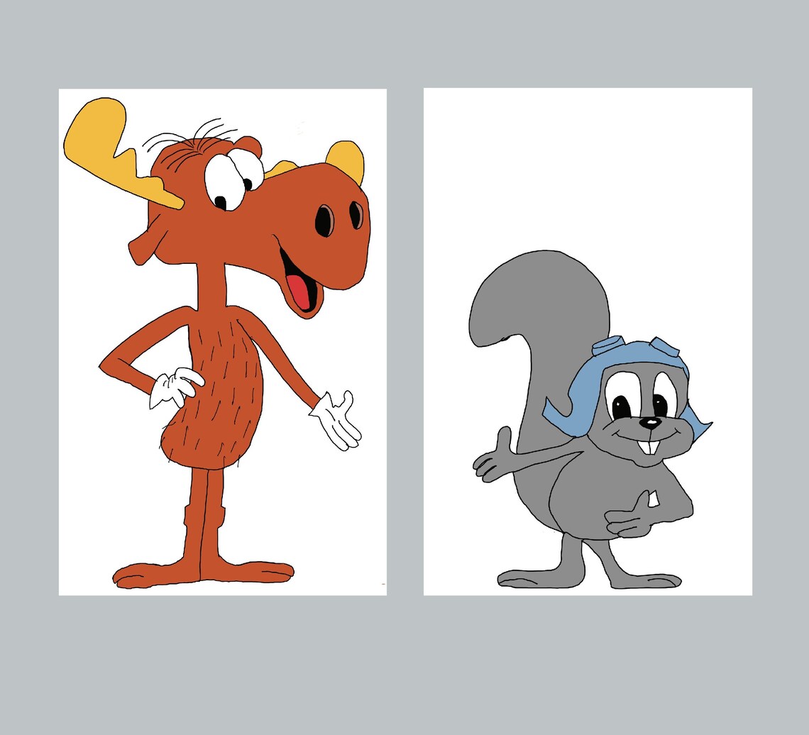 Rocky and Bullwinkle Retro Drawing, Instant Digital Download - Etsy
