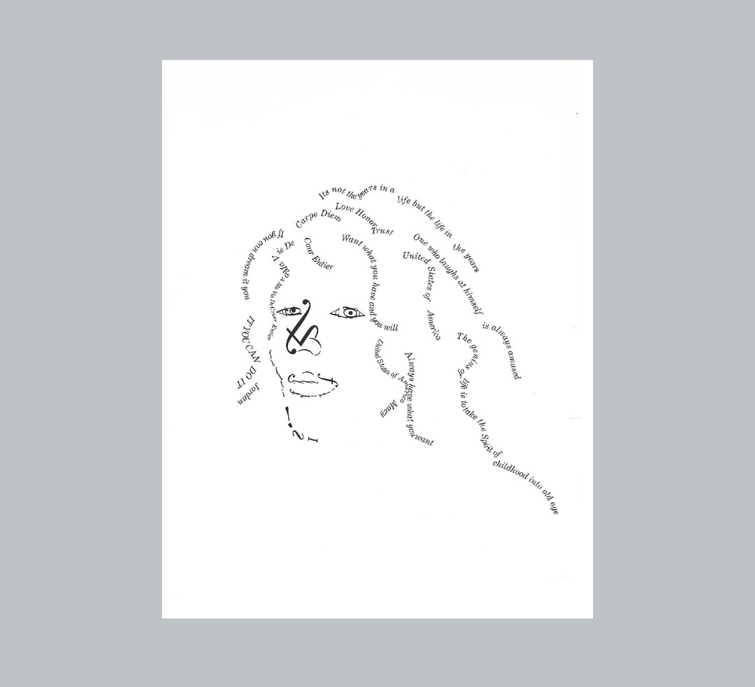 Typographic Self Portrait, Words Self Portrait, Printable Art ...