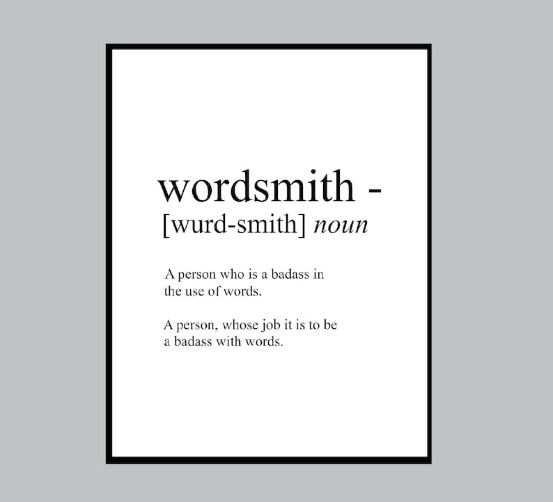 Humorous Wordsmith Definition Poster, Geek Art, Funny Art Print, Wall ...