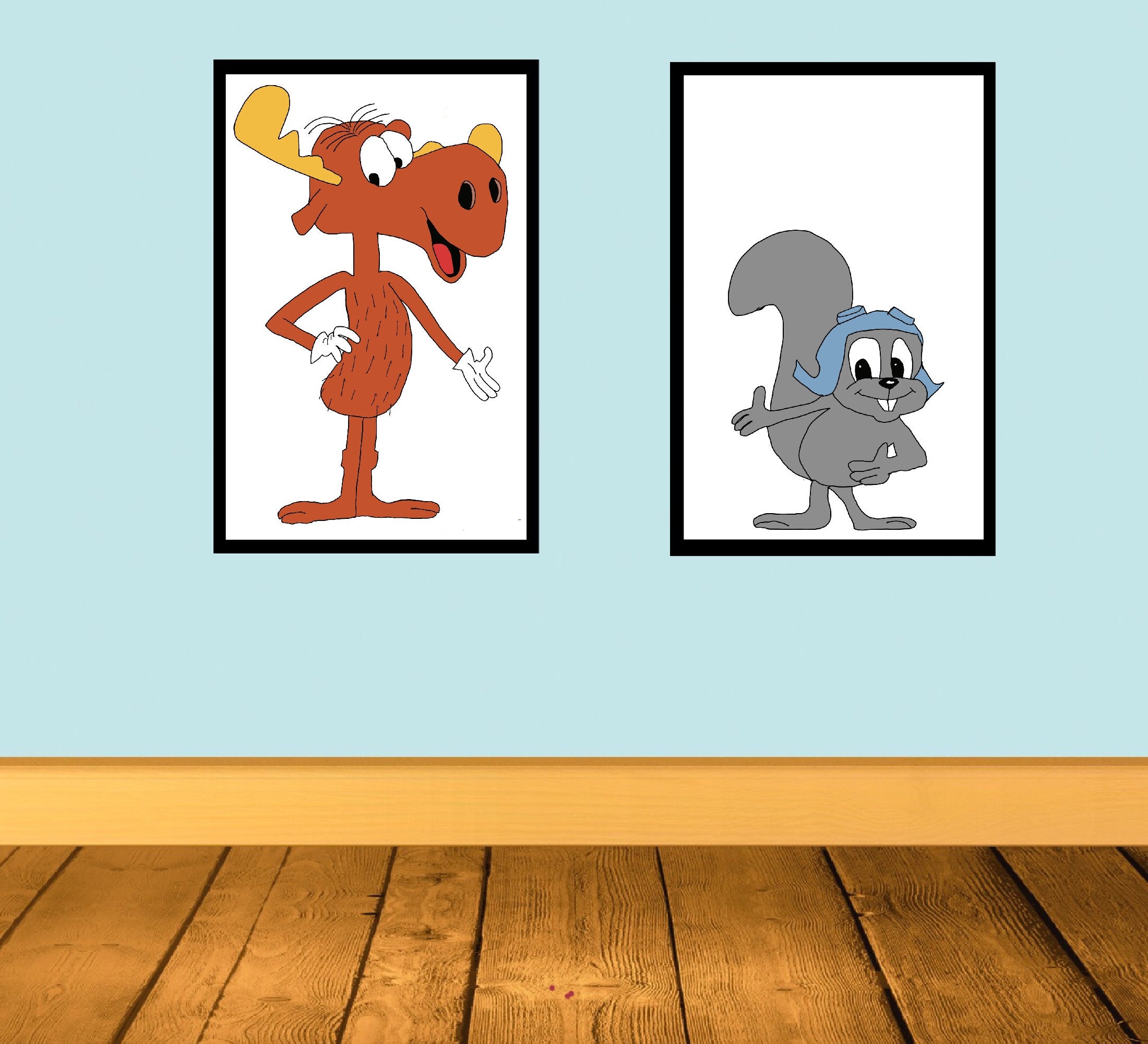 Rocky and Bullwinkle Retro Drawing, Instant Digital Download - Etsy