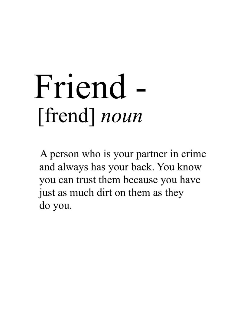 Friend Definition Print - Etsy