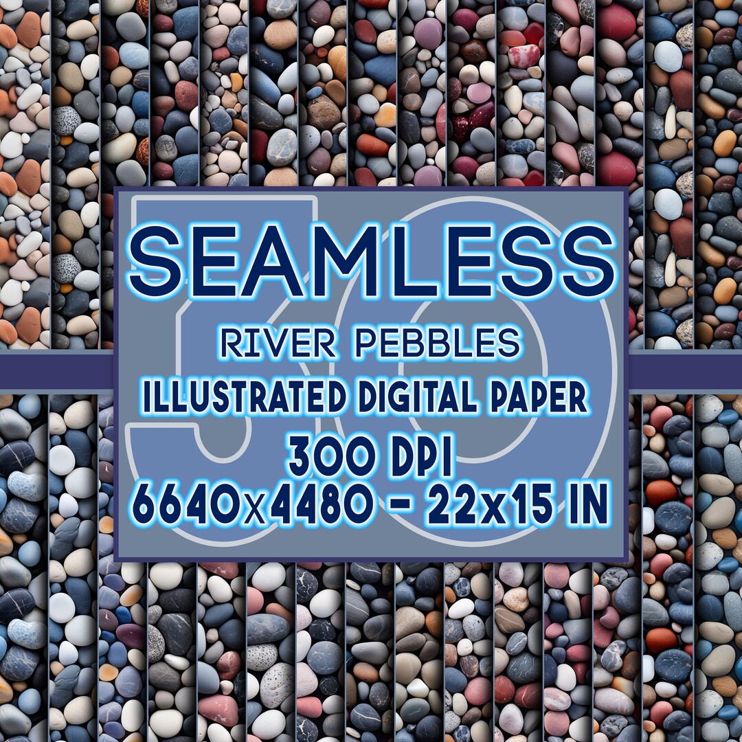 30 PHOTOREALISTIC Smooth RIVER and Beach PEBBLES 300 Dpi Seamless ...